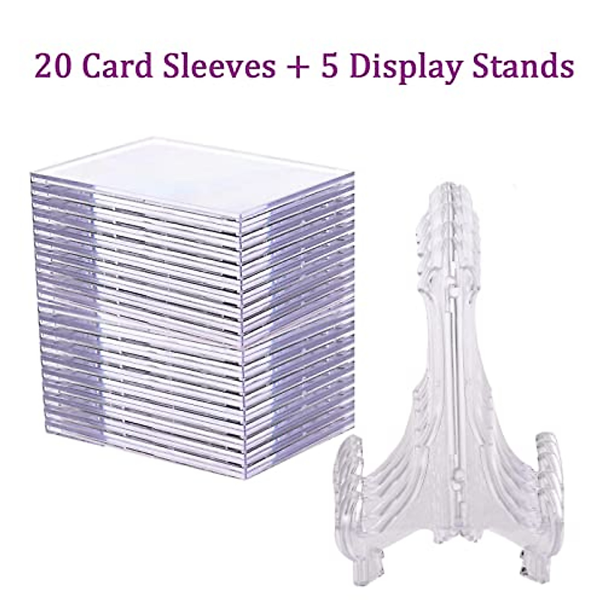 UTCTBC Trading Card Sleeves Top Loaders 20 pcs Hard Acrylic Card Protector Clear Card Brick + 5 Display Stand Fit for Standard Sports Cards,Baseball Card Holder Cases Collectibles