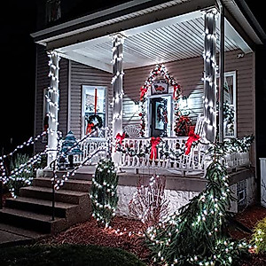 POTIVE 2 Pack Each 100 LED Solar Christmas Lights, 42.7 Ft Green Wire Solar String Lights Outdoor Waterproof, 8 Modes White Solar String Lights for Christmas Valentines Wedding Tree Patio Decorations