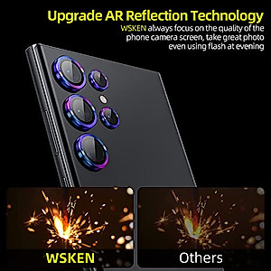 WSKEN for Samsung Galaxy S23 Ultra Camera Lens Protector,[Night Shooting Mode] Scratch Resistant HD Tempered Metal Glass Camera Screen Protector Cover Film Accessories 6.8 Inch,Colorful