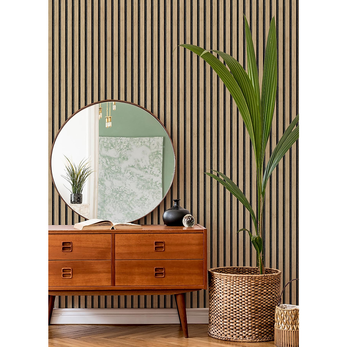 Oak Slat Wood Peel and Stick Wallpaper