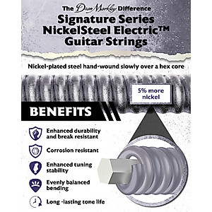 Dean Markley Electric Guitar Strings Nickel Steel Signature 6 String Set. Nickel Wound Guitar Strings Light Top/Heavy Bottom, Soft Electric Guitar Strings for a Superior Tone and Sustainability, 10-52, 2504 Light Top/Heavy Bottom Gauge
