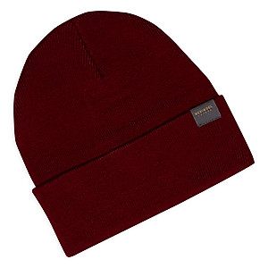 MERIWOOL Beanie for Men and Women - Merino Wool Blend Ribbed Knit Winter Hat Wine