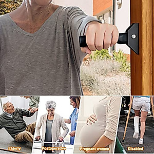 Healvaluefit Flip up Grab Bar for Elderly, Folding Doorway Assist Handle, Grip Bars for Doorframe Stairs Steps, Great Mobility Aids for Elderly Seniors and Alzheimer (Black)