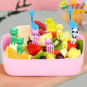 UOUYOO 36 Pcs Animal Food Picks for Kids, Cute Cartoon Animal Fruit Food Toothpicks,Reusable Lunch Picks for Kids Bento, Lunch Bento Box Picks for Toddler,kids lunch accessories