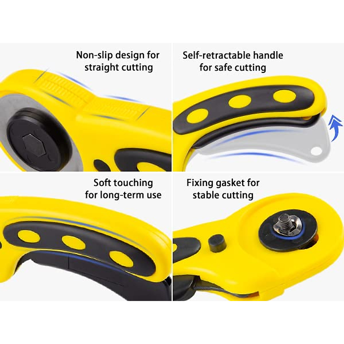 WORKLION 24" x 36" Large Self Healing PVC Cutting Mat and Rotary Cutter Set: 45mm rotary cutter and 2 replacement blades