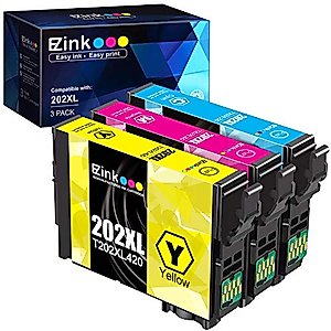 E-Z Ink (TM) Remanufactured Ink Cartridge Replacement for Epson 202 XL 202XL T202XL to use with Workforce WF-2860 Expression Home XP-5100 Printer New Upgraded Chips(1 Cyan, 1 Magenta, 1 Yellow,3 Pack)