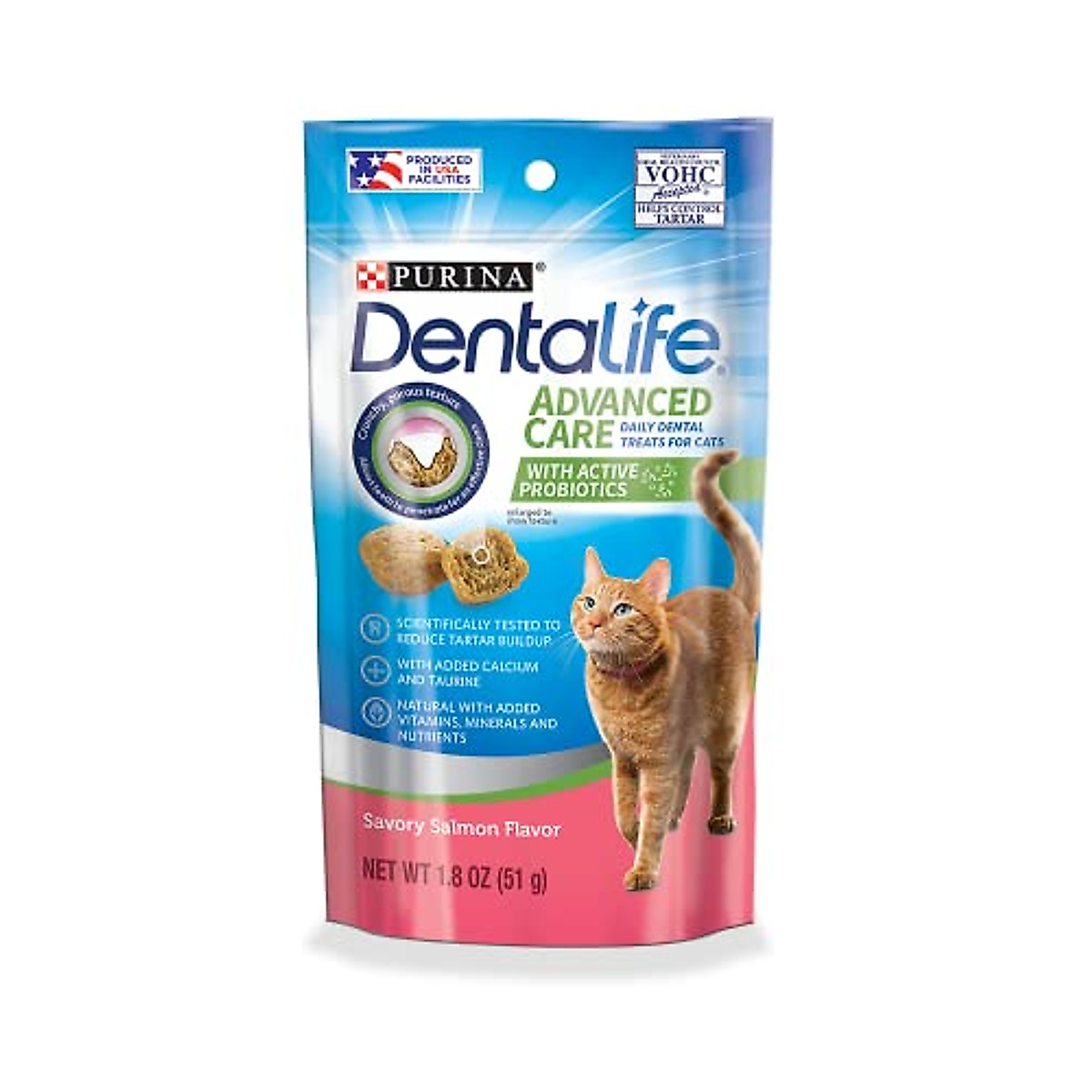 Aurora Pet Cat Treats Variety Pack (6) Dentalife Dental Treats Bundle: 3 Tasty Chicken, 3 Savory Salmon (1.8 oz Each) Plus AuroraPet Catnip Toy (Assorted)