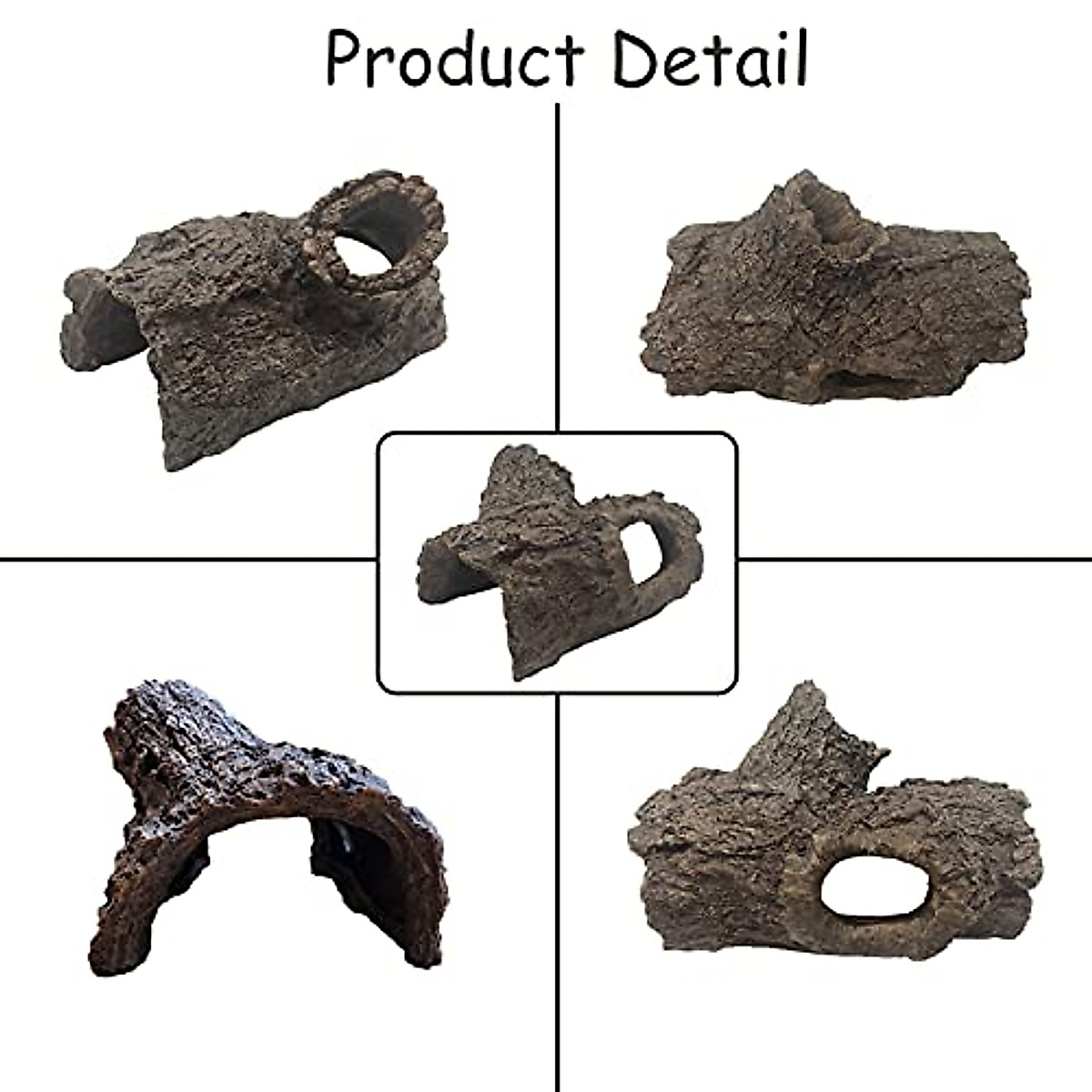 Tfwadmx Large Reptile Hides Lizard Resin Hollow Tree Trunk Hideout Bendable Vines Leaves Bearded Dragon Tank Accessories Gecko Habitat Decoration for Chameleon,Snake and Hermit Crabs