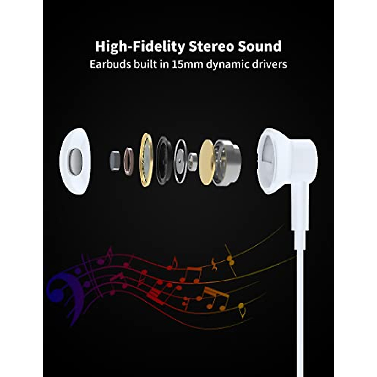 for Lightning Headphones Wired Earbuds for iPhone, MFi Certified Lightning Earphone Magnetic Headset HiFi Stereo with Microphone Volume Control for iPhone 14 Pro Max 13 12 Mini 11 10 X XR SE3 7 8 Plus