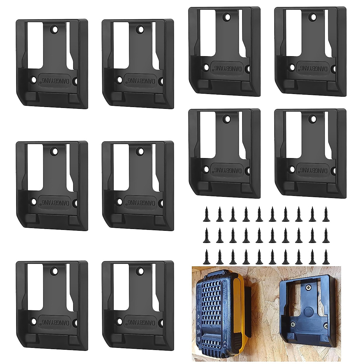 DANGBYANG Fixed Battery Holders, Cordless Battery Mounts Power Tools Fit for 20V 60V MAX Battery Base (6 Pack Yellow)