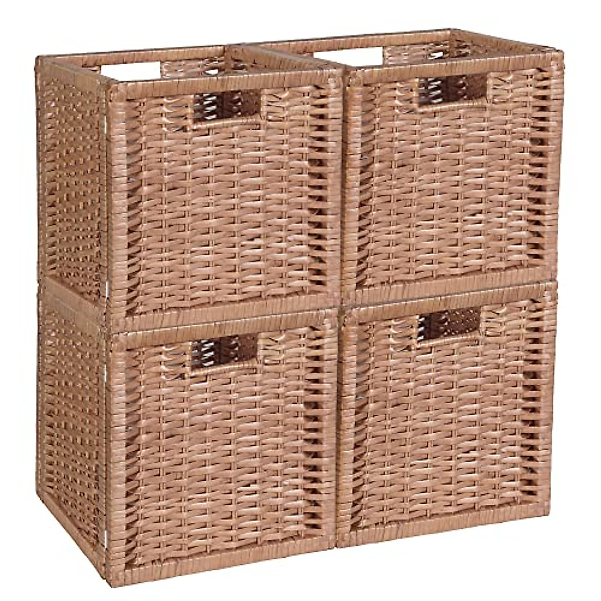 Niche Cubo Set of 4 Full-Size Foldable Wicker Storage Basket- Natural