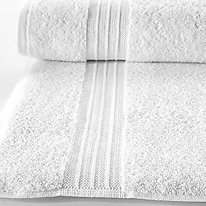 Ephesos 4-Pieces 16"x30" Hand Towels Set | Premium Quality for Daily Bathroom Use, 100% Cotton Towel (Hand Towels Set of 4, White)
