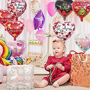 10 Pcs Large Valentine's Day Heart-Shaped Foil Balloons + 16 Pcs Love Balloons 12 inch for Valentine's Day Party Decoration, Valentine's Day Party Proposal, Valentine's Day Surprise