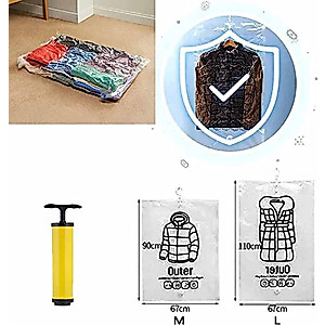HAGUAN Hanging Vacuum Storage Bags, Reusable Space Saver Vacuum Storage Bags for Clothes, Hanging Storage Bags Vacuum Sealed for Home and Closet Organization (5PCS,M (67 * 90cm))