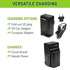Wasabi Power LP-E6, LP-E6N Battery (2-Pack) and Charger for Canon EOS 5D Mark II/III/IV, 5DS, 5DS R, 6D, 6D Mark II, 7D, 7D Mark II, 60D, 70D, 80D, 90D, R, R5, R6, Ra, XC10, XC15, BMPCC 4K, BMPCC 6K