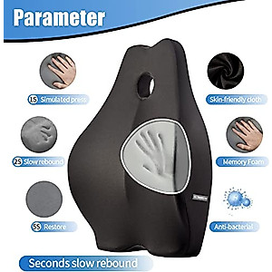 Okayday Ergonomic Lumbar Support Pillow for Office Chair Car Seat Orthopedic Memory Foam Back Cushion with Breathable Mesh Cover, Relieve Back Pain & Improve Posture, Spinal Alignment (Black)