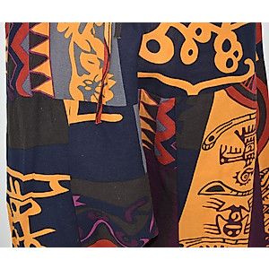 perdontoo Men Women's Harem Pants Drawstring Elastic Waist Aladdin Boho Hippie Drop Crotch Trousers (38, Style 1)