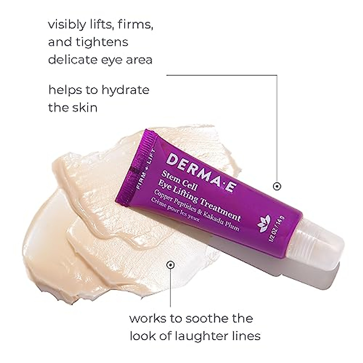 DERMA-E Stem Cell Lifting Eye Treatment – Multi Action Firming and Tightening Under Eye and Upper Eyelid Cream - Hydrating and Revitalizing Moisturizer, 0.5oz