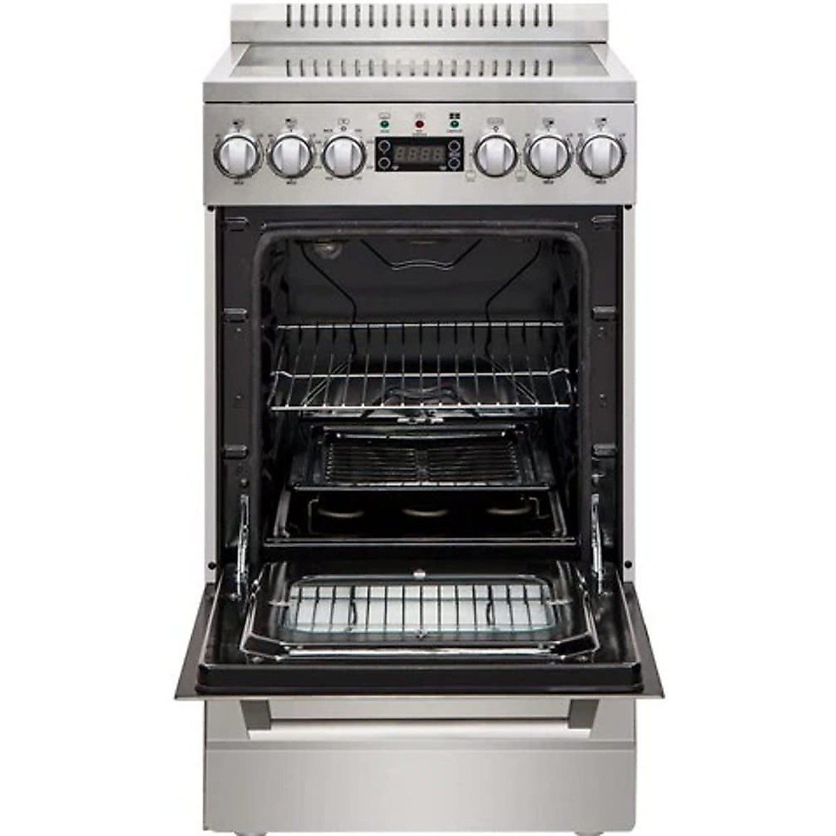 Avanti DER20P3S Electric Range Oven Elite Series Compact Design, 2-Cu.Ft. Capacity with 4 Coil Burners, Framed Glass Door, Storage Drawer and Broiler with Pan, 20-Inch, Stainless Steel