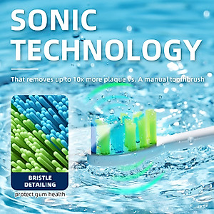 7AM2M Sonic Electric Toothbrush for Adults and Kids, with 6 Brush Heads, 5 Modes with 2 Minutes Build in Smart Timer, Roman Column Handle Design (Light Green, 1 Count (Pack of 1))