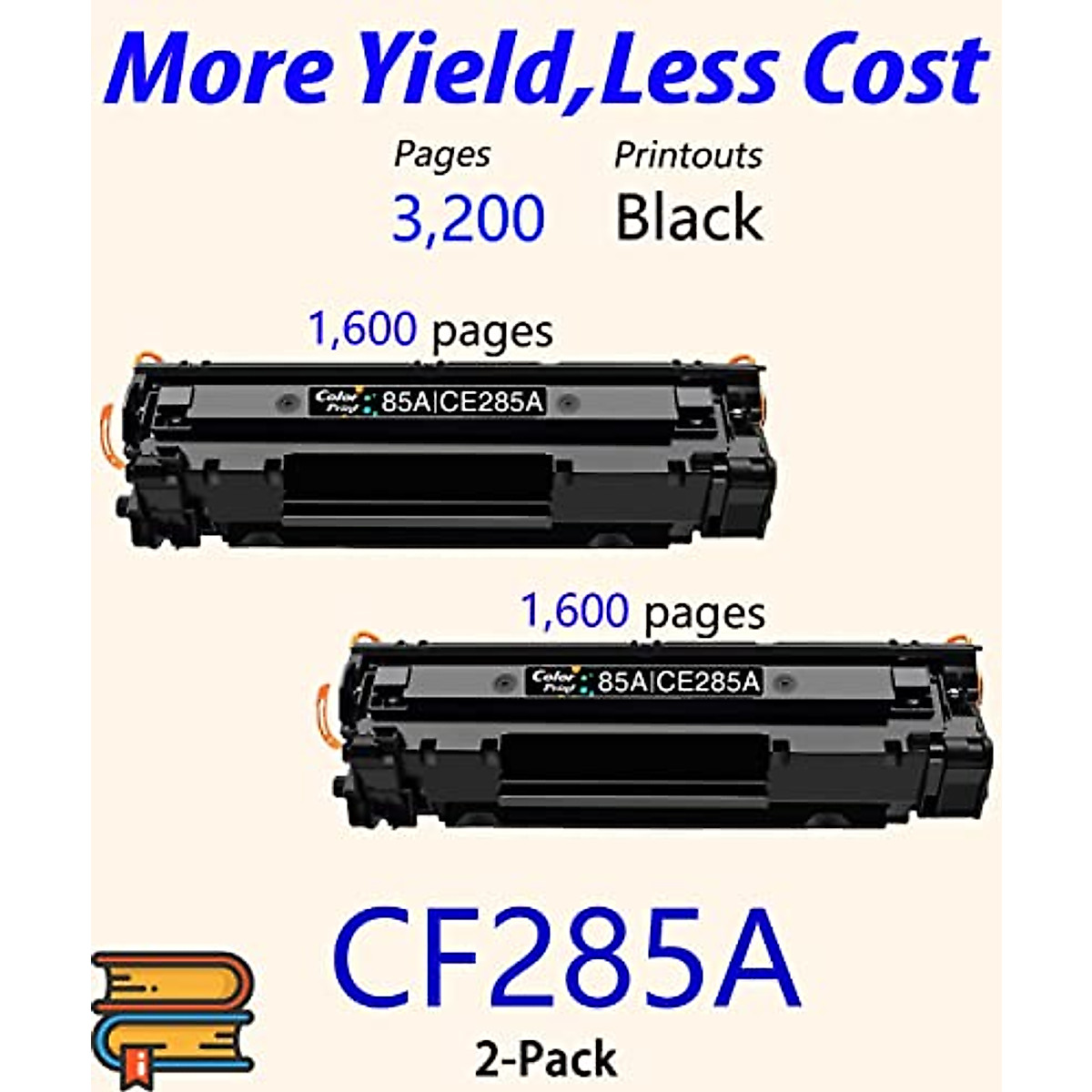 Color Print Compatible CE285A Toner Cartridge Replacement for HP 85A CE285 285A Work with Pro P1102w P1102 P1105 P1106 M1212NF MFP M1217NFW P1505n P1005 P1109w 1102w Laser Printer (2-Pack, Black)