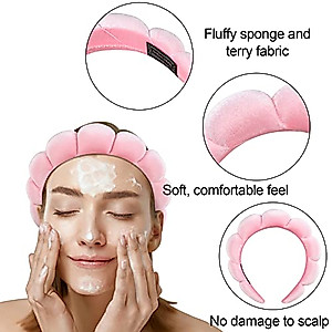 IGIGRING Spa Headband for Women, Sponge Spa Headband for Washing Face, Skincare Headbands for Face Washing, Makeup Removal, Shower, Skincare, Terry Towel Cloth Fabric Head Band (White)