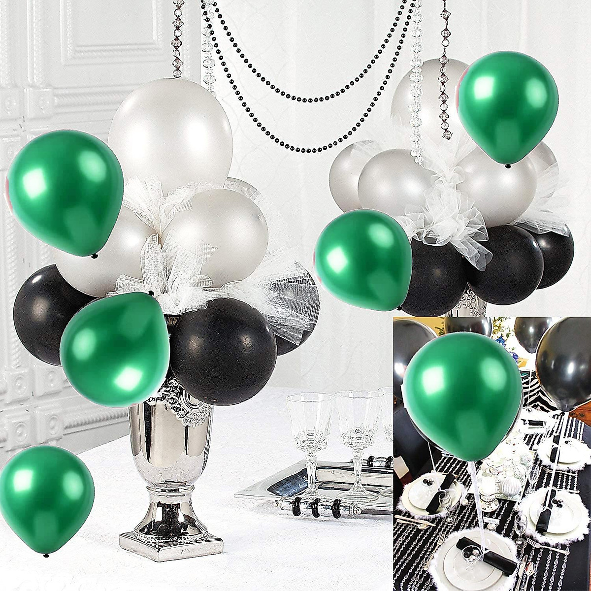 Graduation Decorations Green Black 2024/Black Green Balloons 30Pcs Green Graduation Party Decorations 2024 /Green Black Graduation Party Decorations