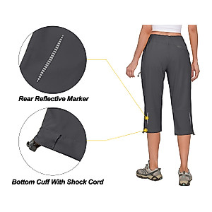 Little Donkey Andy Women's Quick Dry 3/4 Pants Capri Shorts Lightweight Hiking Travel Casual Steel Gray M