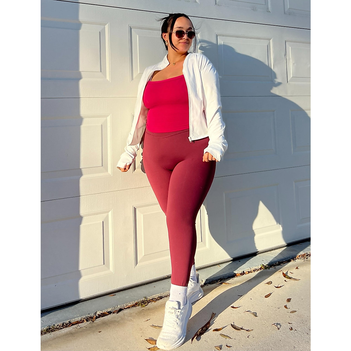 Hvewarm Women's Cropped Athletic Bbl Jacket Seamless High Low Hem Zipper Thumbhole Workout Sportwear(AWhite-M)