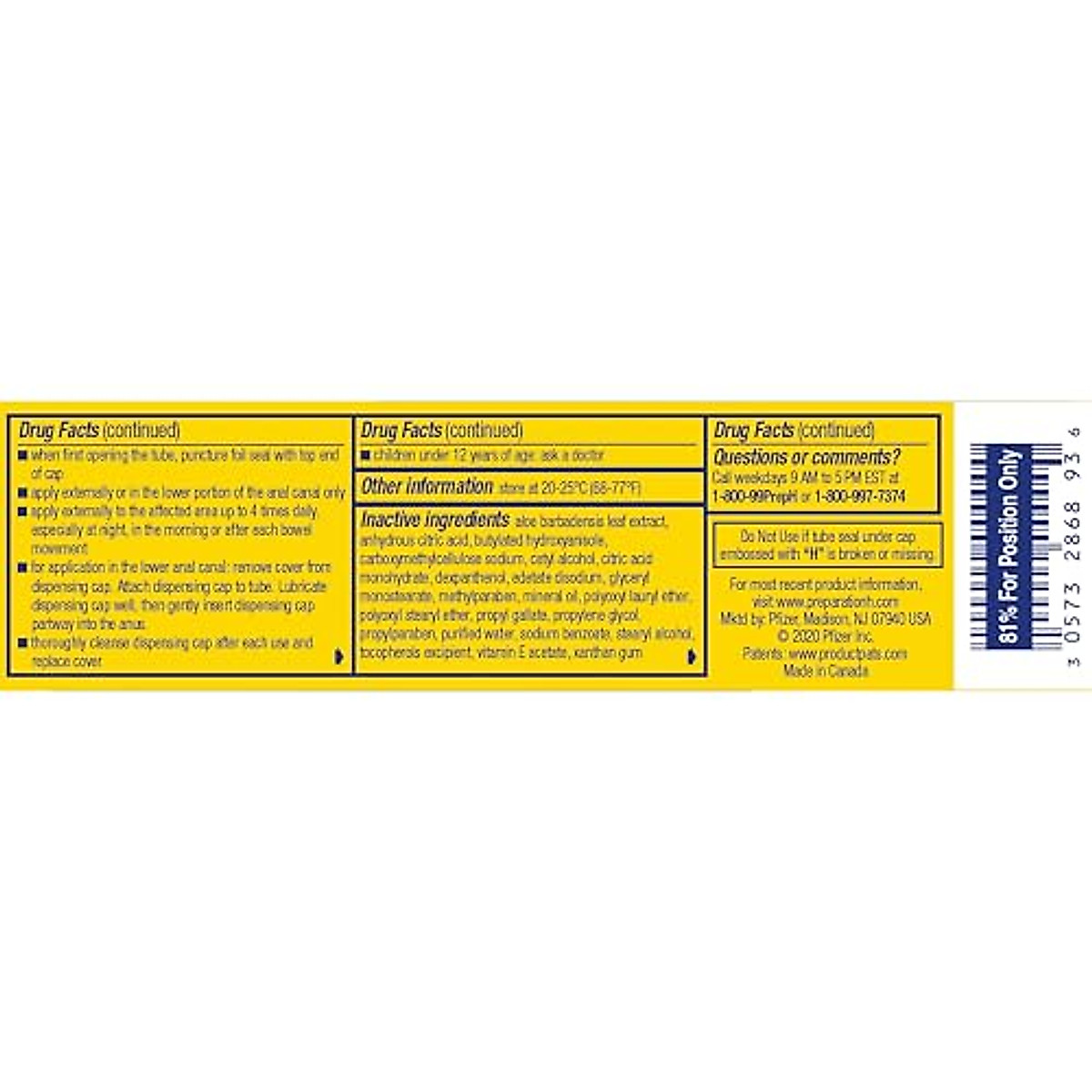 Preparation H Hemorrhoid Symptom Treatment Cream (0.9 Ounce Tube), Maximum Strength Multi-Symptom Pain Relief with Aloe