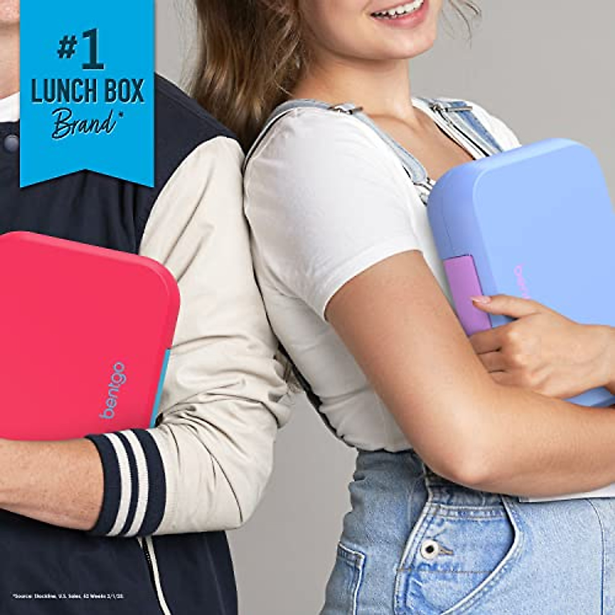 Bentgo® Pop - Bento-Style Lunch Box for Kids 8+ and Teens - Holds 5 Cups of Food with Removable Divider for 3-4 Compartments - Leak-Proof, Microwave/Dishwasher Safe, BPA-Free (Periwinkle/Pink)