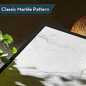 SAYGOER Marble Coffee Table Small Square Coffee Tables Simple Modern Center Table for Living Room Home Office 27.6 * 27.6 * 15.7, Easy Assembly, White Faux Marble