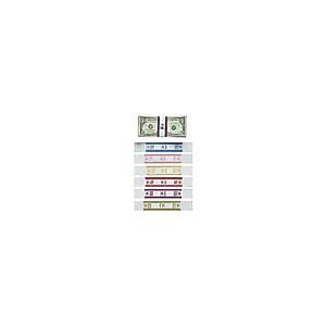 PM Company 55032 Color-Coded Kraft Currency Straps, $20 Bill, $2000, Self-Adhesive, 1000/Pack