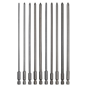 Rocaris 10 Pack Extra Long Phillips Screwdriver Bit Sets, 1/4 Inch Hex Shank Magnetic Screwdriver Bits Cross Head S2, 8 Inch