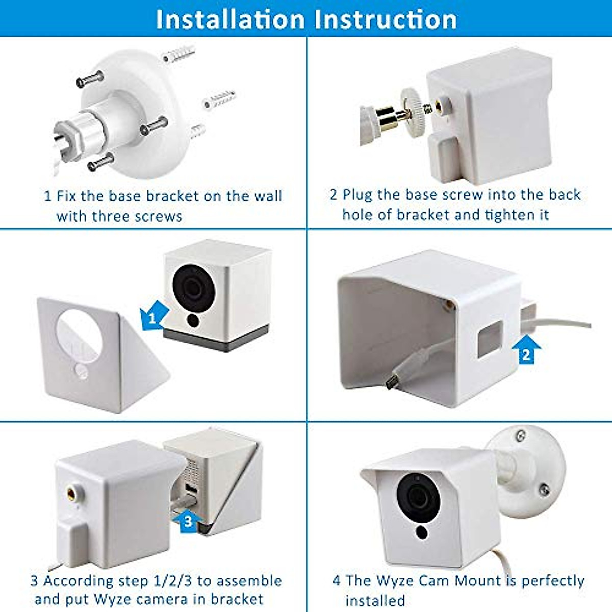 Wyze Camera Outdoor Mount for Wyze Cam V2,Wyze Mount with Weather Proof for Wyze Cam Outdoor or Indoor Use[Wyze Camera Not Included] - White,2Pack