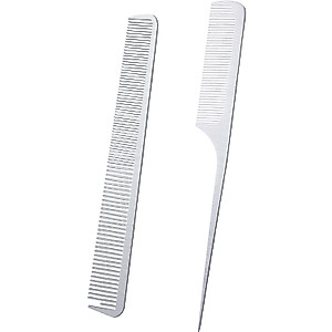 Boao 2 Pieces Metal Tail Combs Stainless Steel Fine Cutting Comb for Hair Styling Cutting(Silver)