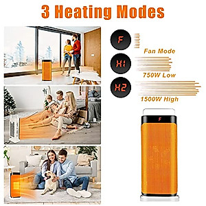 tectake Outdoor Patio Heater, 1500W Electric Tower Heater with Remote Control, 120° Oscillating, Portable Space Heaters for Indoor Use, Bedroom, Office, Outside, Tent