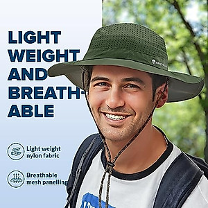 ARMORAY Cooling Boonie Bucket Hat - Wide Brim Adjustable Sun Hats for Men and Women- Army Green