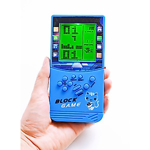 HLF New Large Screen Brick Game Console Green Backlight Built-in 23 Multi-Mode Block Games Classic Nostalgia Puzzle Speed and Difficulty can be Adjusted Suitable as a Gift for Kids (Blue)