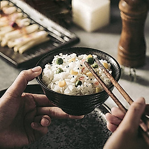 GagalU Plate Set –Kitchen Tableware Set,Ceramics Dinnerware Sets, Plates and Bowls Sets | 66 Pcs Kiln Change Dishes Set - Black Dinner Plates/Steak and Plate