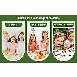 Funsveta Baby Girls Flower Crown Flower Girl Headpiece boho Little Wreaths for Weddings, Family photography (Flower Pink)