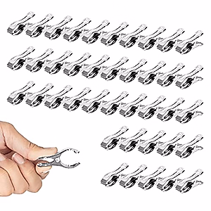 40PCS Stainless Steel Clothes Pins - Beach Towel Clips to Keep Your Towels, Clothes, Blanket from Blowing Away or Sliding Down, Heavy Duty Metal Clips for Greenhouse Netting
