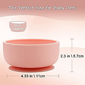 HIWOOD Baby Suction Bowls with Leakproof Premium Plastic Lids, Super Strong Suction Bowl for Babies & Toddlers, First Feeding Baby Silicone Bowls, Dishwasher Microwave & Freezer Safe (Set of 2)
