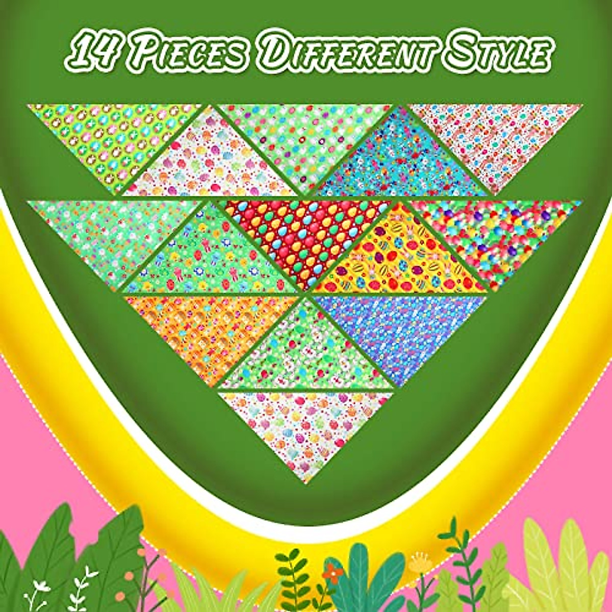 14 Pieces Easter Dog Bandanas Set Egg Bunny Rabbit Triangle Dog Scarf Bib Holiday Seasonal Dog Bandana Washable PET Kerchief Spring Bandana Dog Scarf for Medium to Large Dogs Cats