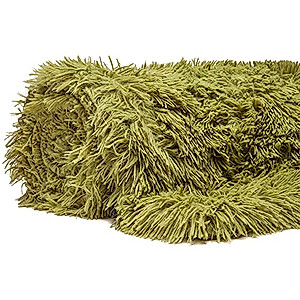 Chanasya Solid Faux Long Fur Throw Blanket - Soft, Fuzzy Throw Blanket - for Bed or Couch - 50" x 65” - Olive Green