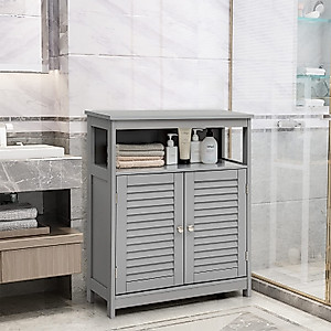 MAT EXPERT Bathroom Storage Cabinet, Wooden Bathroom Cabinets Freestanding w/ 3-Position Adjustable Shelf, Bathroom Floor Cabinet for Entryway, Hallway, Living Room, 23.5’’L x 12’’W x 31.5’’H