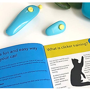 CAT SCHOOL Clicker Training Kit for Cats - 1 Cat Training Clicker, 1 Target Stick, 1 Step-by-Step Instruction Booklet - Clicker Tools for Cat Training, Fist Bump Training, Positive Behavior