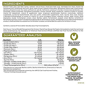 NutriSource Senior Cat Food, Made with Chicken and Rice, Weight Management Blend, with Wholesome Grains, 6.6LB, Dry Cat Food