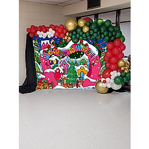 Welcome to Whoville Backdrop 7x5FT Winter Christmas Village Photography Background for Kids First Birthday Baby Shower Happy New Year Xmas Holiday Party Decoration Supplies Photo Props