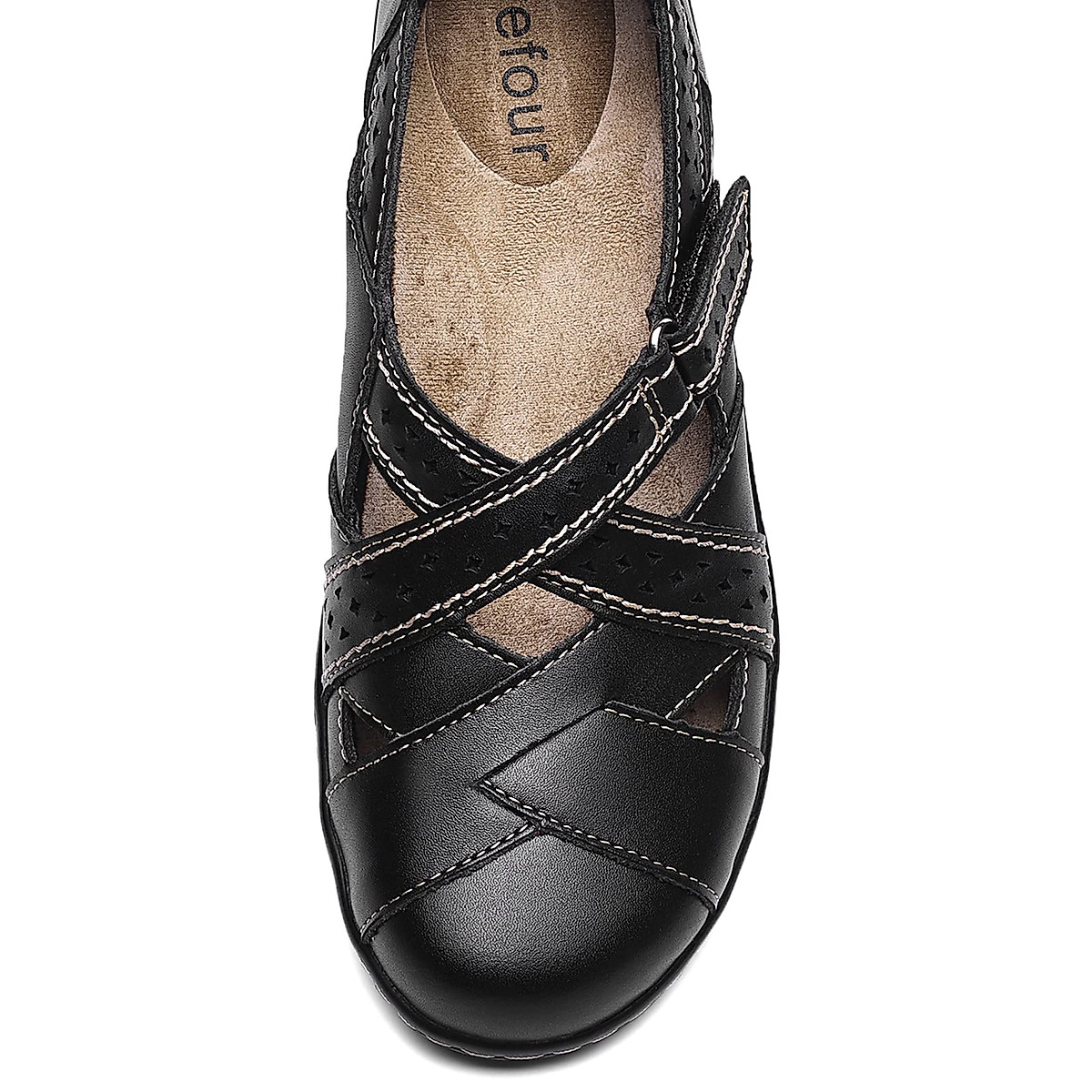 Irrefour Women's Classic Black Genuine Leather Casual Loafer Cute Slip-On Fashion Closed Toe Flat Sandal Comfy Work Sandal Everyday Walking Shoe 1607-HEI100